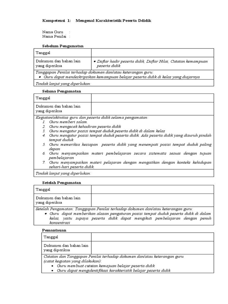 Contoh Catatan PKG | PDF