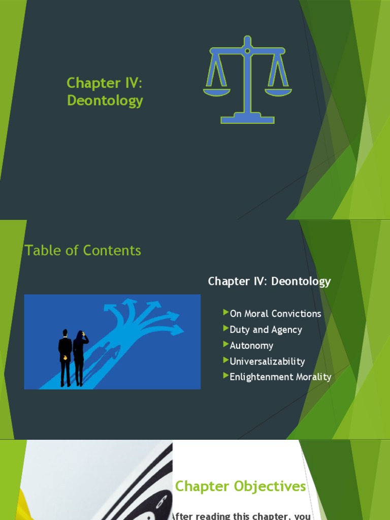 Chapter IV - Deontology (Duty and Obligation) | PDF | Autonomy | Ethical Principles