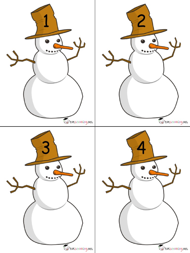 Free - Snowman Button Counting Mats | PDF