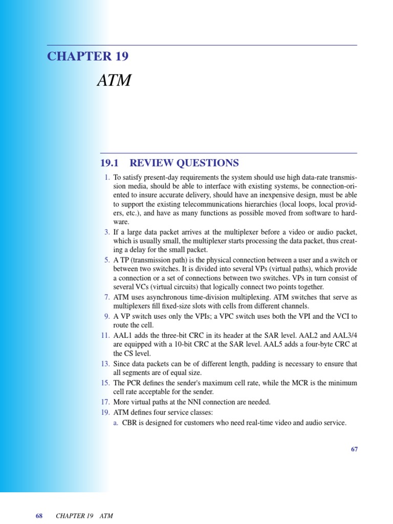 19.1 Review Questions | PDF | Asynchronous Transfer Mode | Internet ...