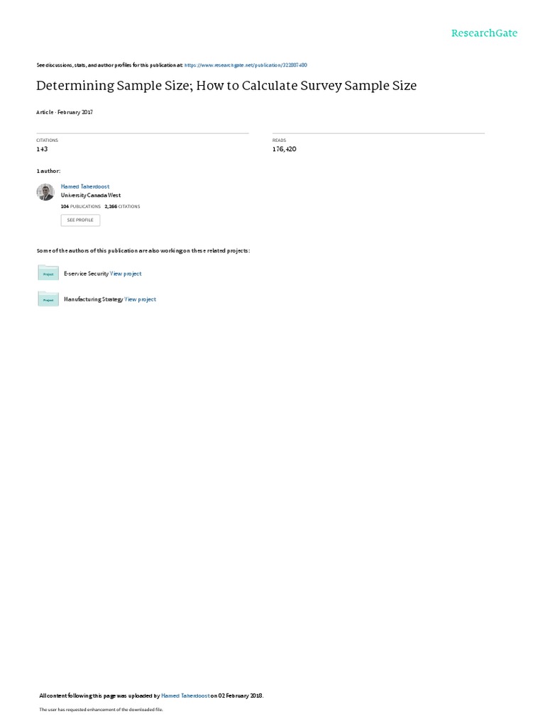 Determining Sample Size How To Calculate Survey Sample Size | PDF ...