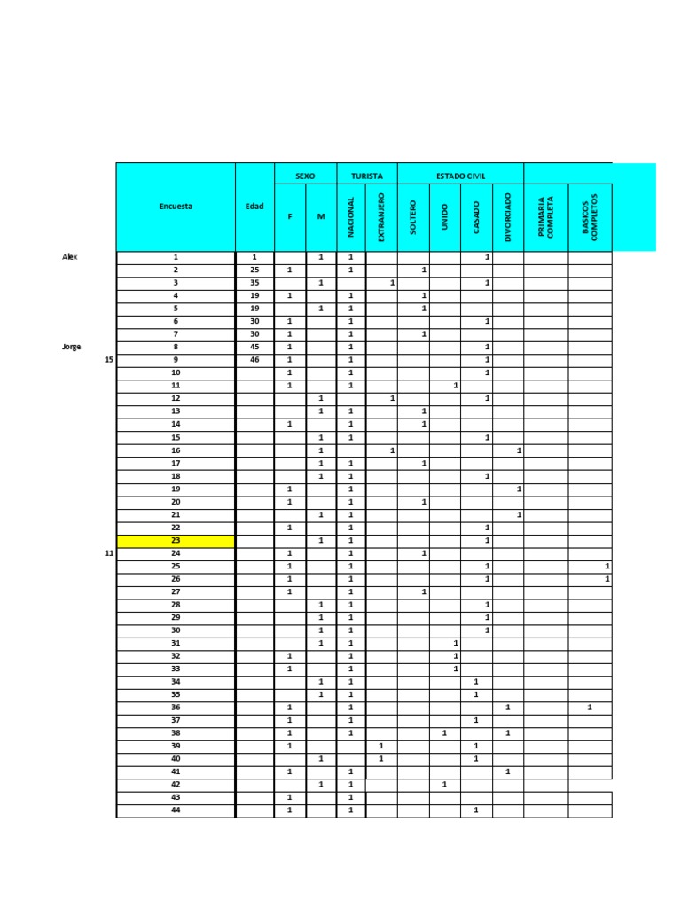 FORMATO PARA TABULAR LAS ENCUESTAS Practica | PDF