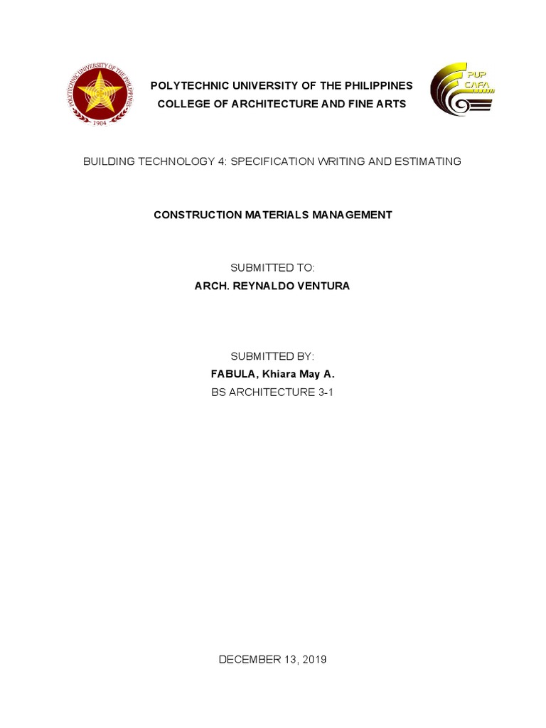 Building Technology 4: Specification Writing and Estimating | PDF ...