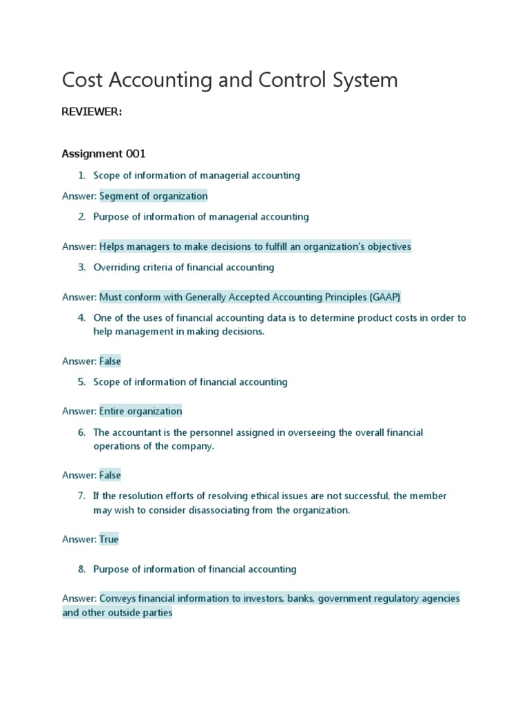 Cost Accounting and Control System-1 | PDF | Accounting | Taxes