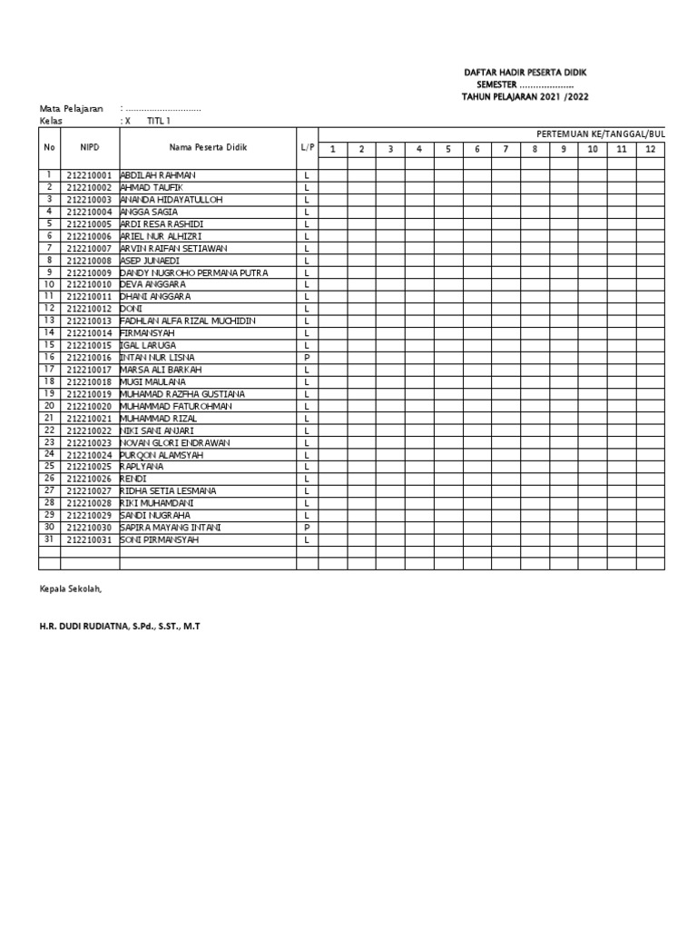 Absen Siswa 2021-2022 (Guru) | PDF