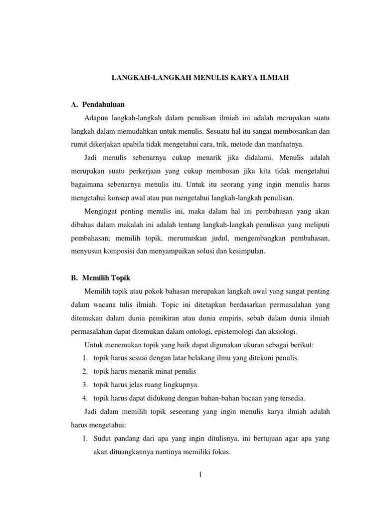Langkah-Langkah Menulis Karya Ilmiah | PDF