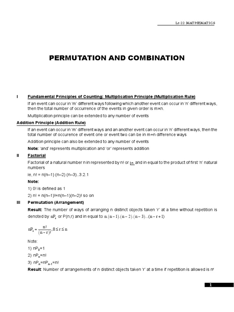 3 Permutations And Combinations Pdf Line Geometry Permutation