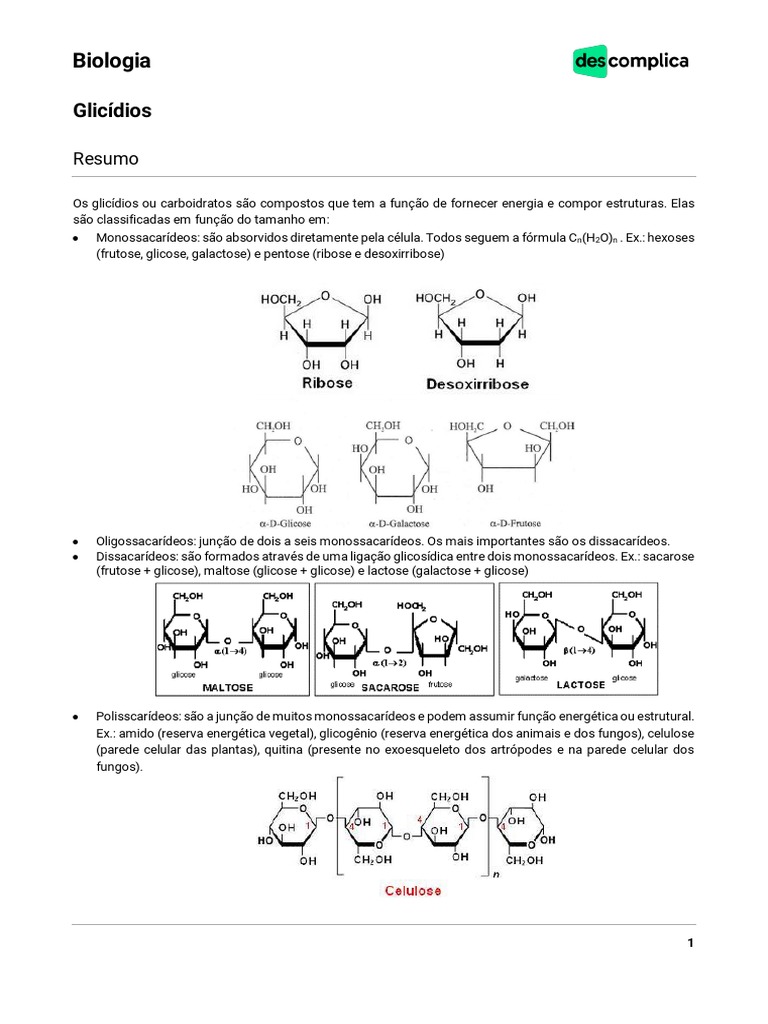 Biologia 05 Glicídios 05 | Download grátis PDF | Carboidratos | Glicose