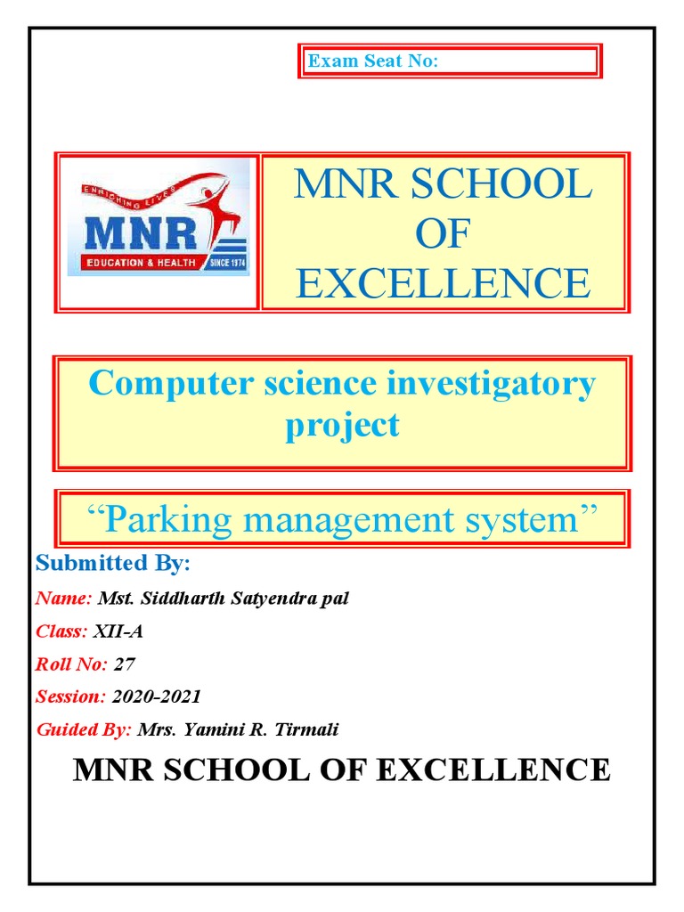 MNR School OF Excellence: "Parking Management System" | PDF | Databases ...