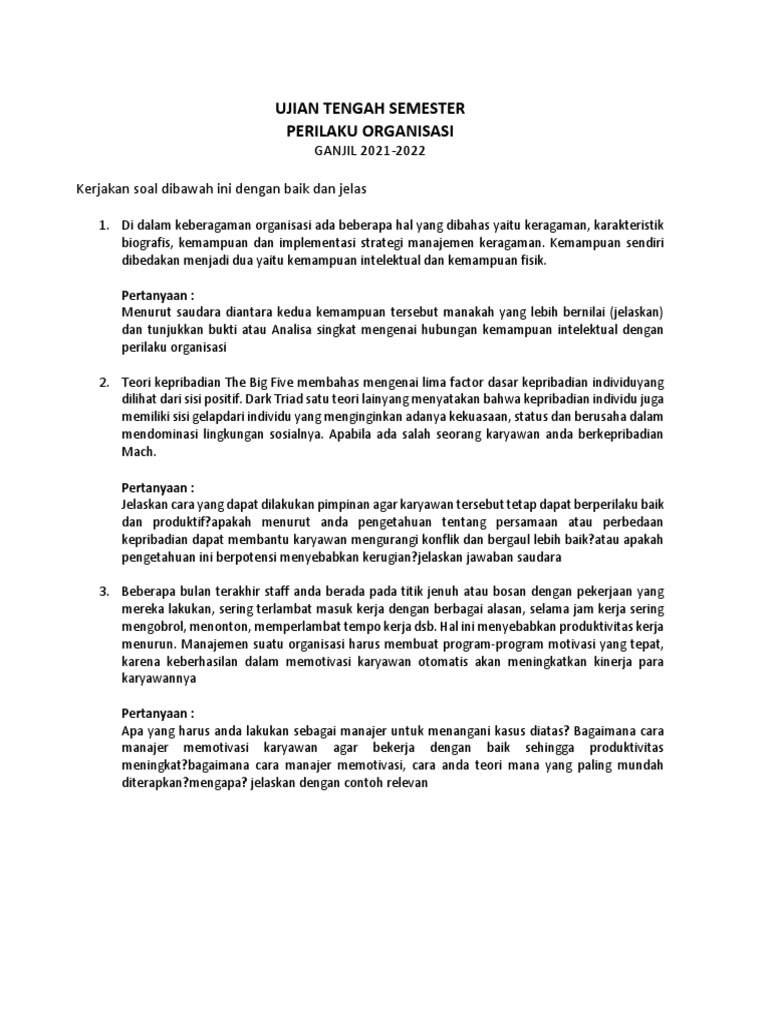 Soal - 178 - UTS PO GANJIL 2021-Dikonversi | PDF | Karier & Perkembangan