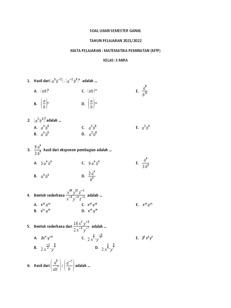 Soal Matematika Kelas X Mipa Pdf Metode Bahan Ajar