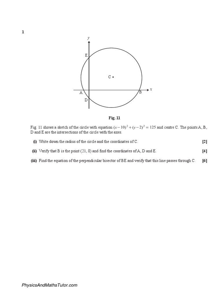 C1 Coordinate Geometry - Circles 1 QP | PDF | Circle | Mathematical Objects