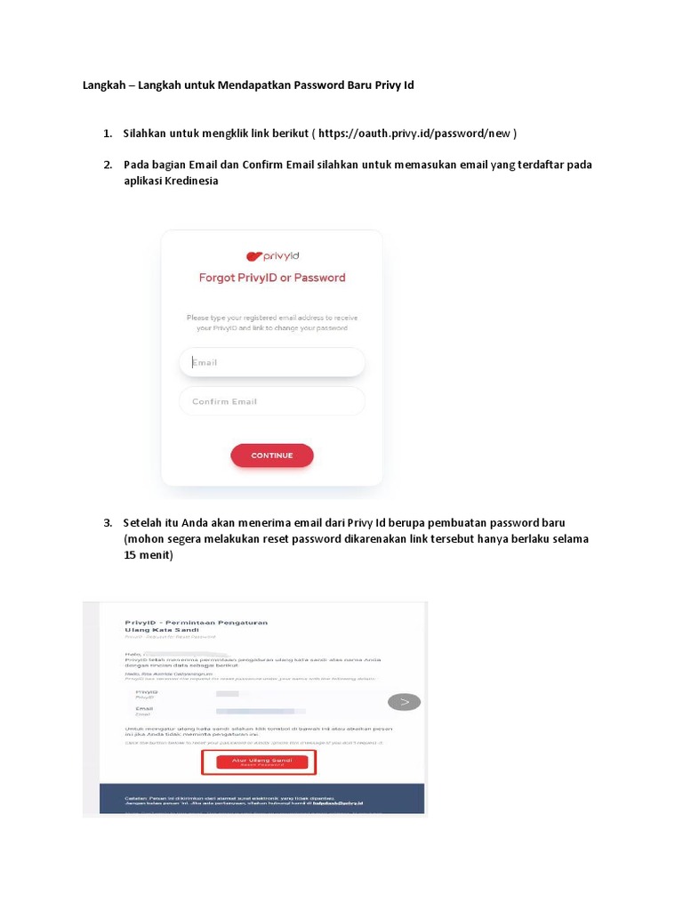 Pedoman Langkah - Langkah Untuk Mendapatkan Password Baru Privy Id | PDF