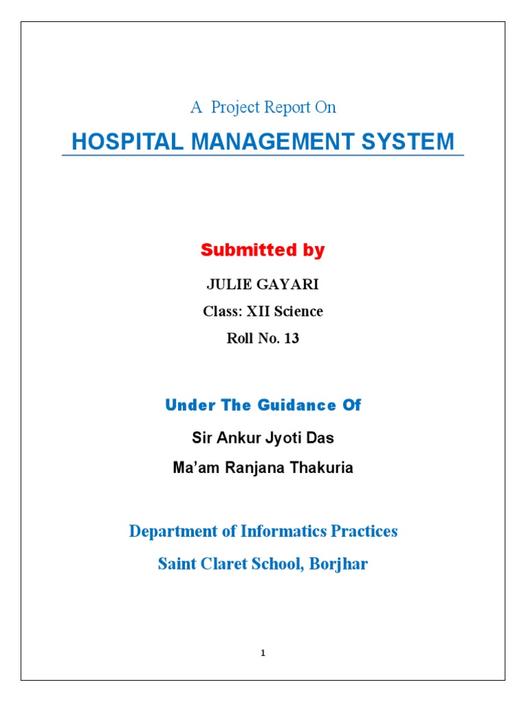 Hospital Management System: A Project Report On | PDF | Databases ...