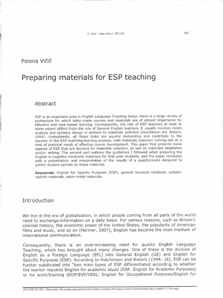 Preparing Materials For ESP Teaching | PDF