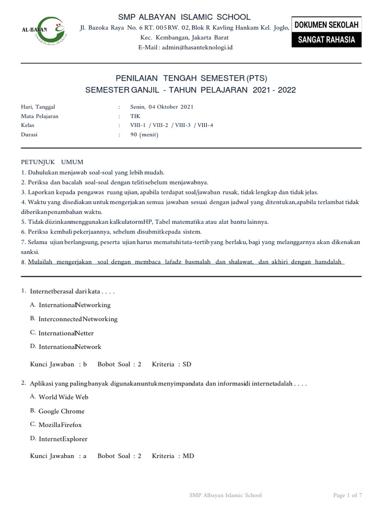 Soal Pts-Tik Level 8 | PDF