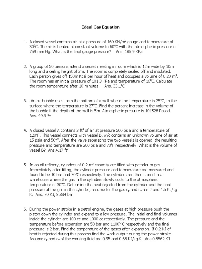 Applications of the Ideal Gas Law: Solving Problems Involving Gas ...
