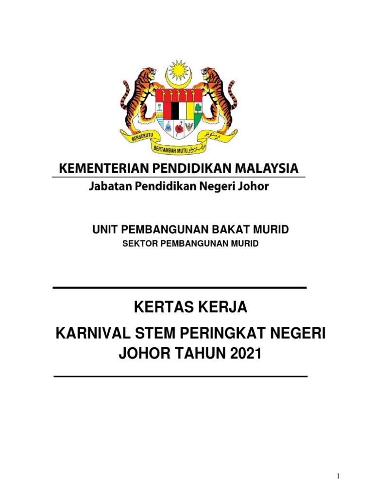 Kertas Kerja Karnival Stem Peringkat Negeri Johor 2021 | PDF