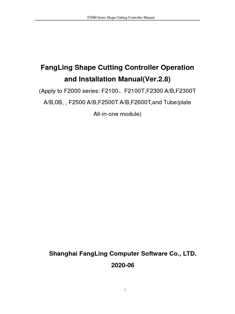 Fangling Shape Cutting Controller Operation and Installation Manual ...