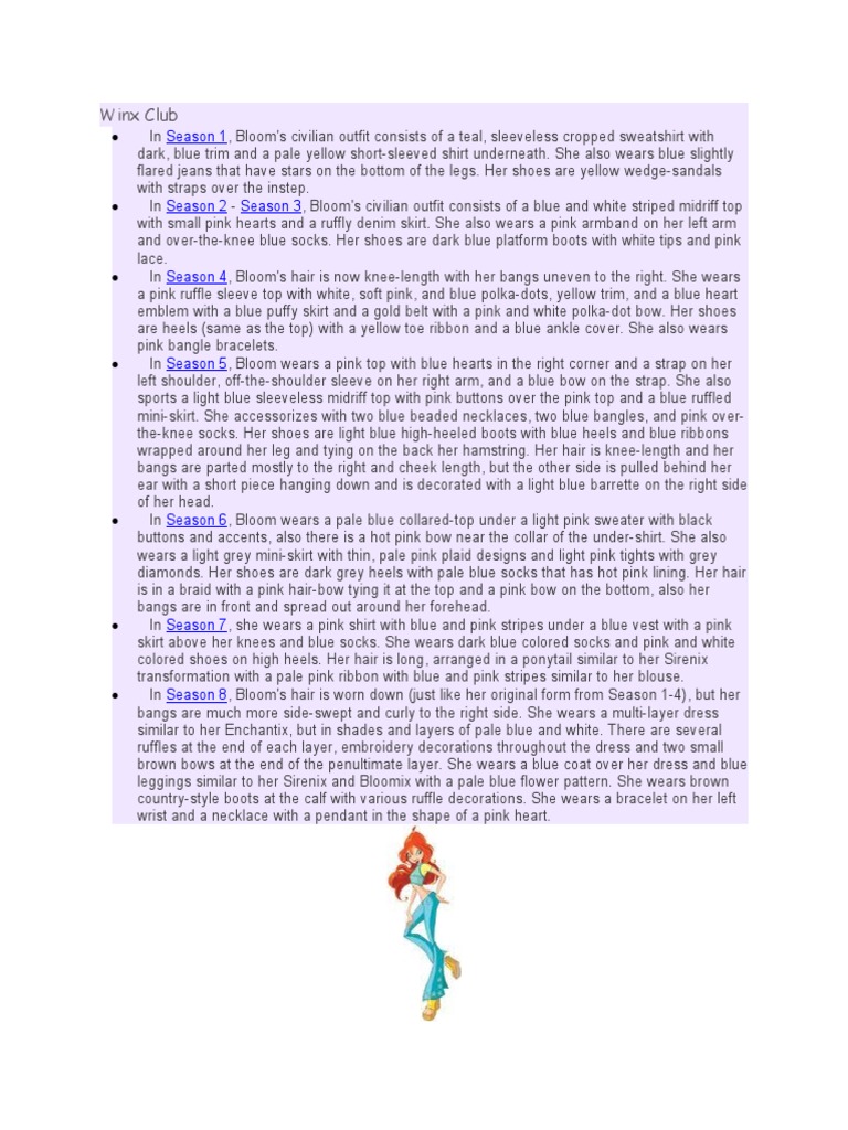 Winx Club Bloom | PDF | Blouse | Sock