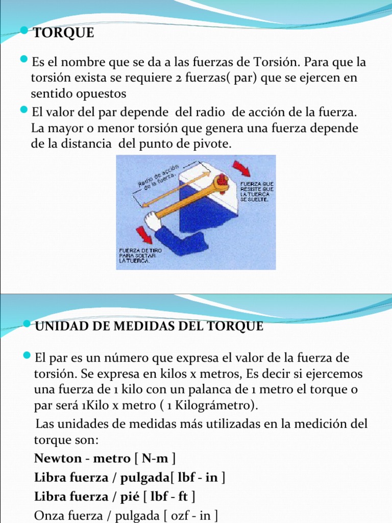 Presentación de Torque | PDF | Tornillo | Esfuerzo de torsión