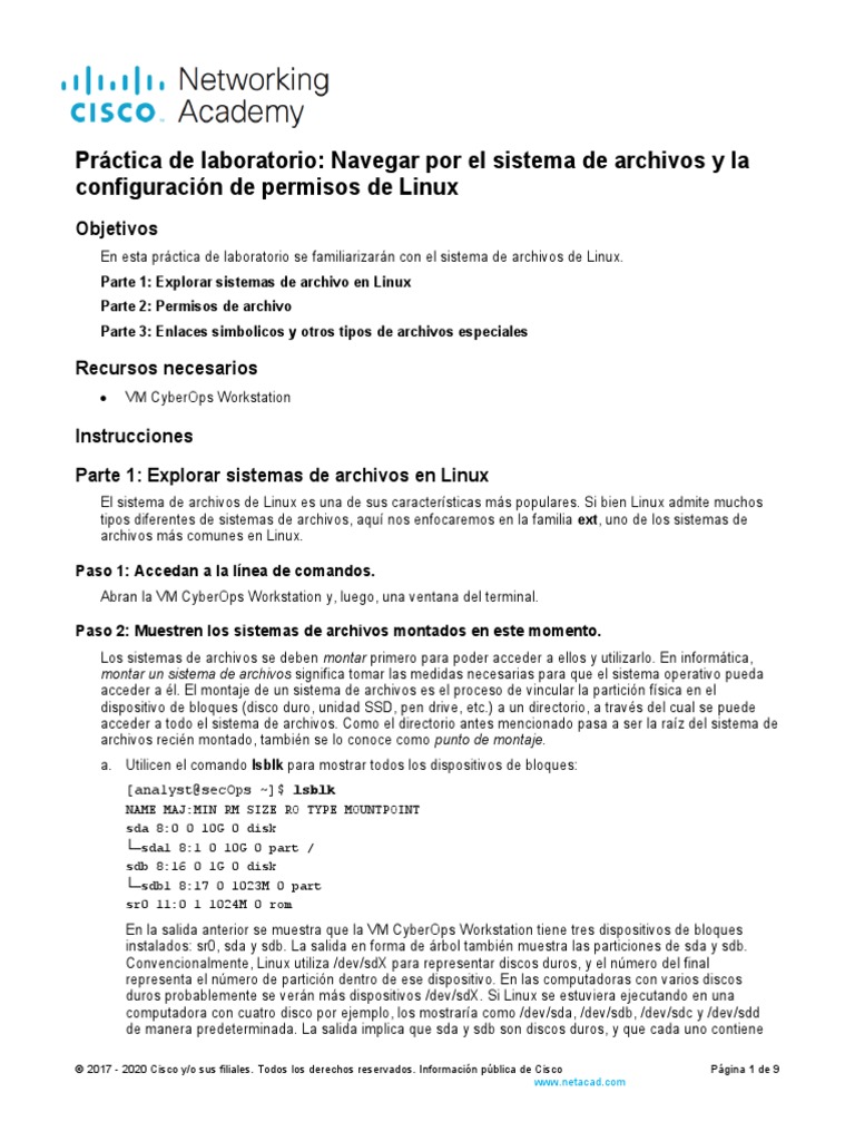 4.5.4 Lab - Navigating The Linux Filesystem and Permission Settings | PDF | Archivo de ...