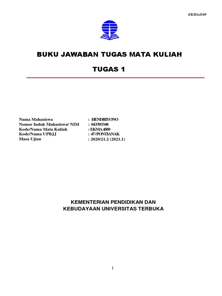 Jawaban Ekma4569 - tmk1 | PDF | Bisnis