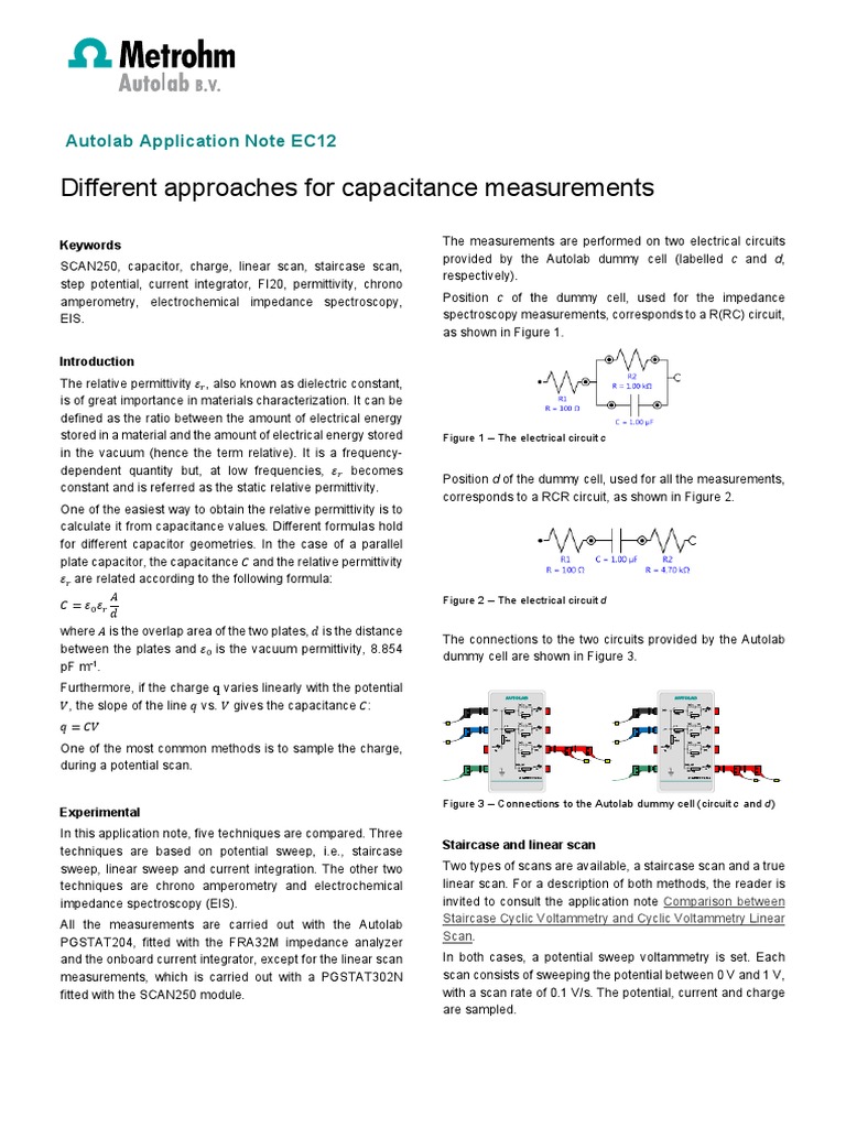 Autolab Application Note EC12 | PDF | Permittivity | Capacitor