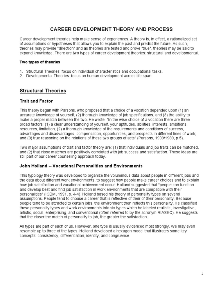 Overview of Career Development Theories | PDF | Decision Making | Self ...