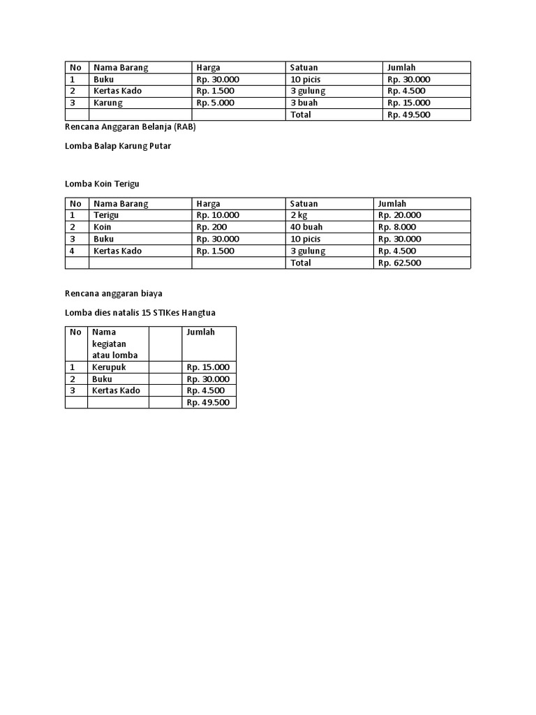 Rab Lomba Balap Karung Kerupuk Terigu Koin | PDF