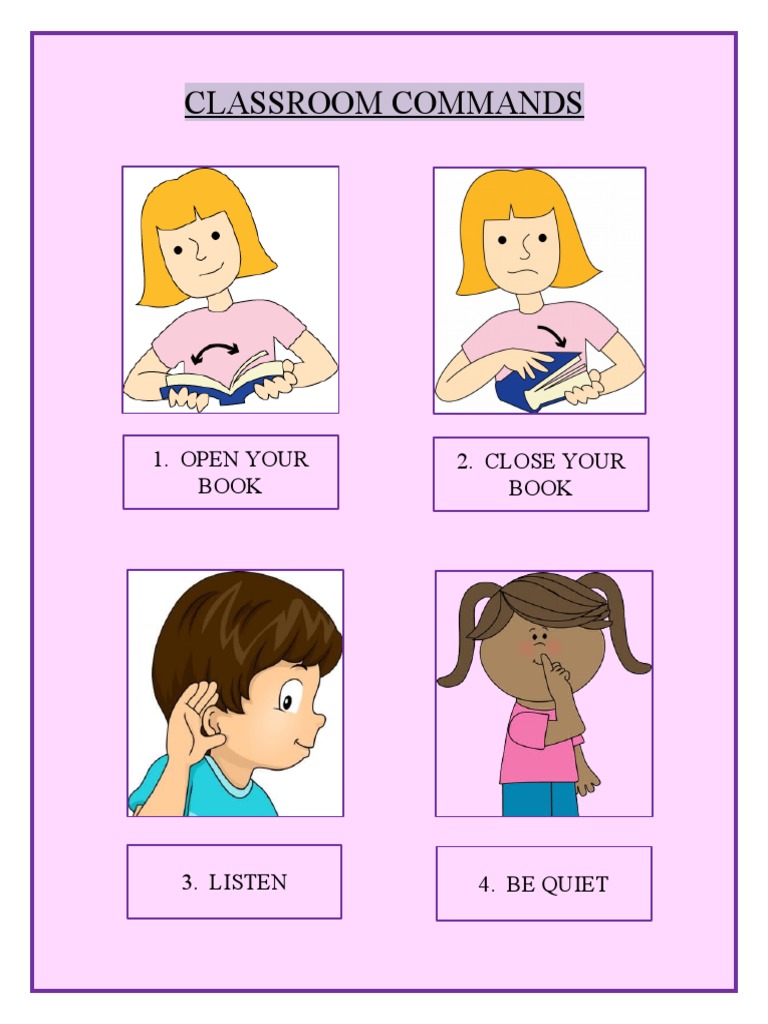 Classroom Commands: 1. Open Your Book 2. Close Your Book | PDF