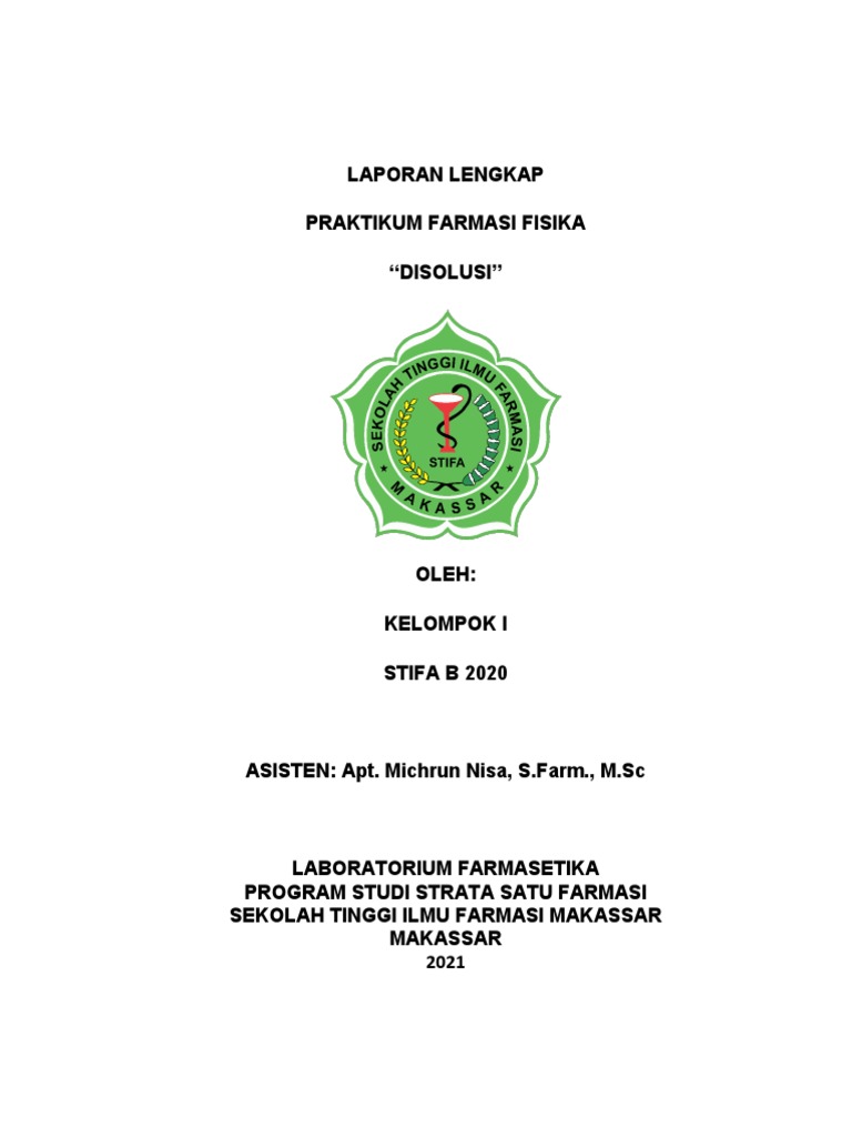 LAPORAN LENGKAP Farfis Disolusi | PDF