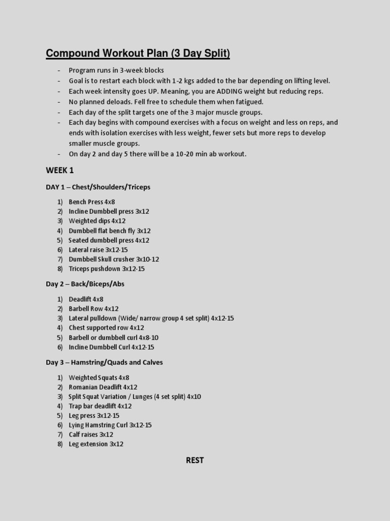 Compound Workout Plan | PDF | Weight Training | Individual Sports