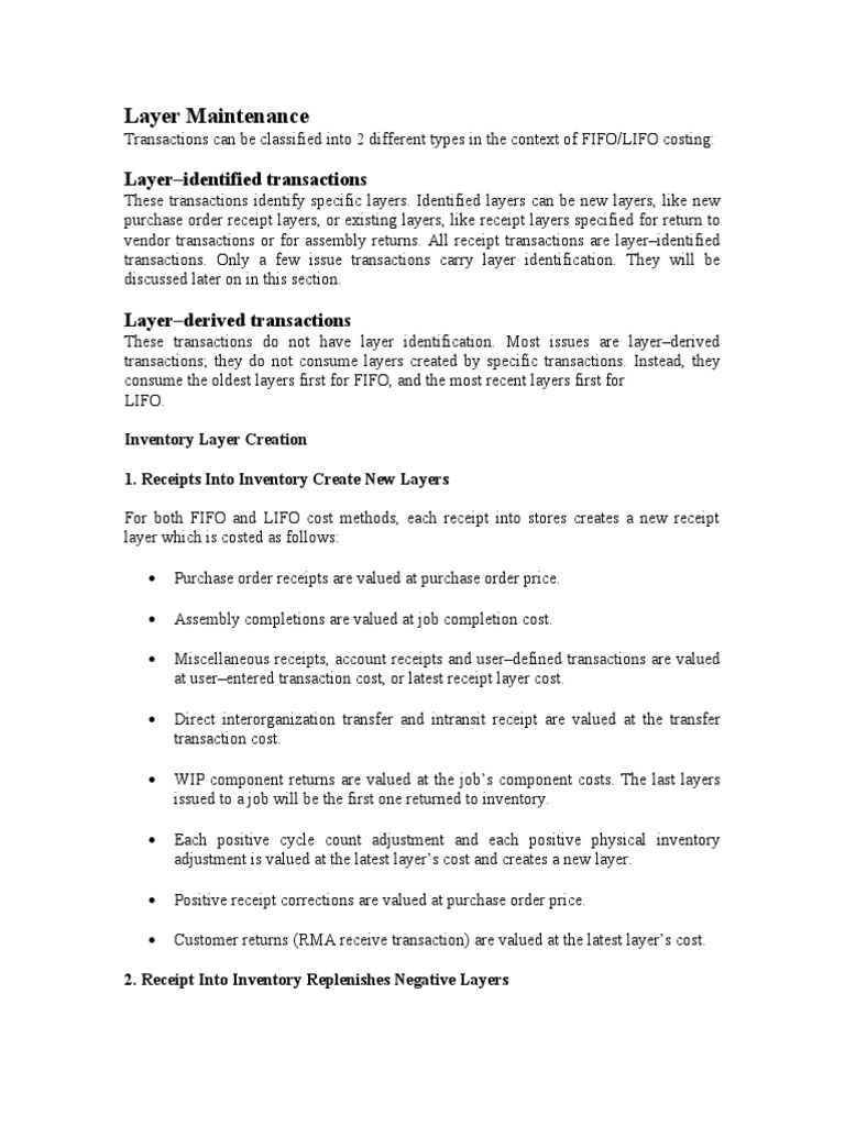 FIFO/LIFO Inventory Layer Management | PDF | Inventory | Business