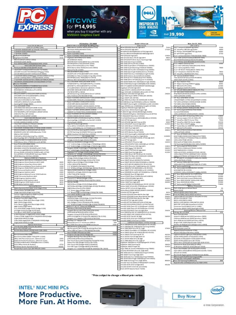 PC Express Dealers Pricelist Oct 25 2021 | PDF | Computer Science ...