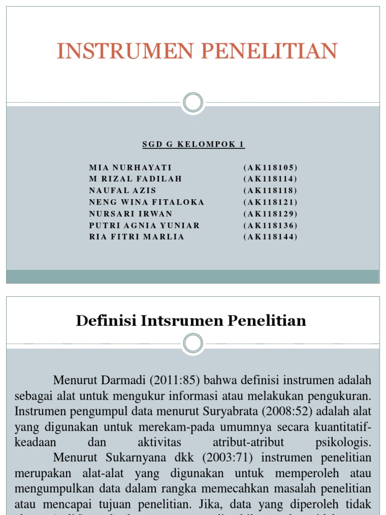 Instrumen Penelitian | PDF