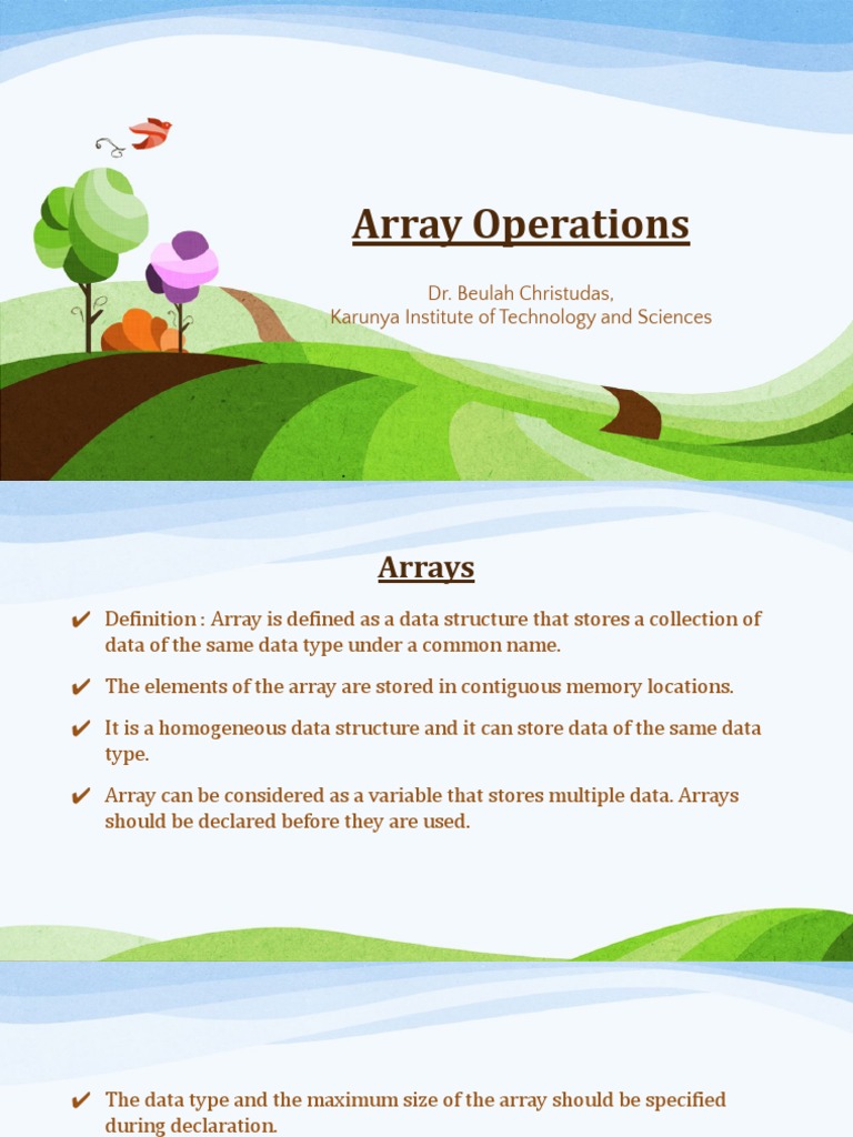 Array Operations: Dr. Beulah Christudas, Karunya Institute of Technology and Sciences | PDF ...