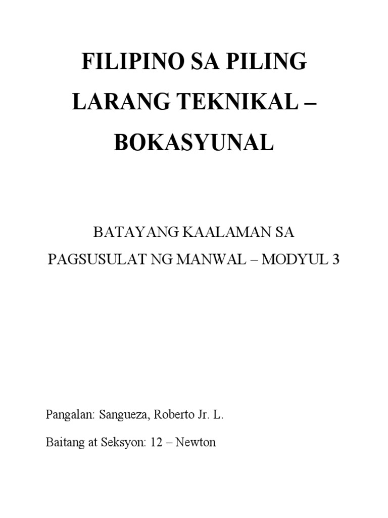 Filipino Modyul 3 | PDF
