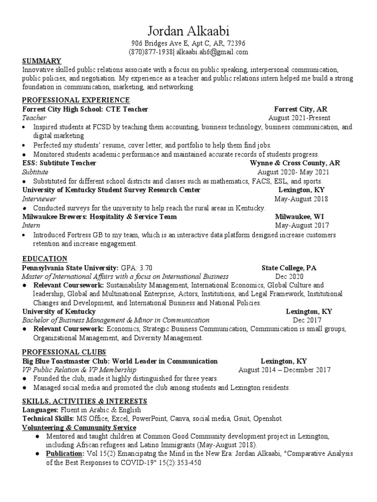 Jordan Resume 2021 Updated | PDF | Communication | Social Media