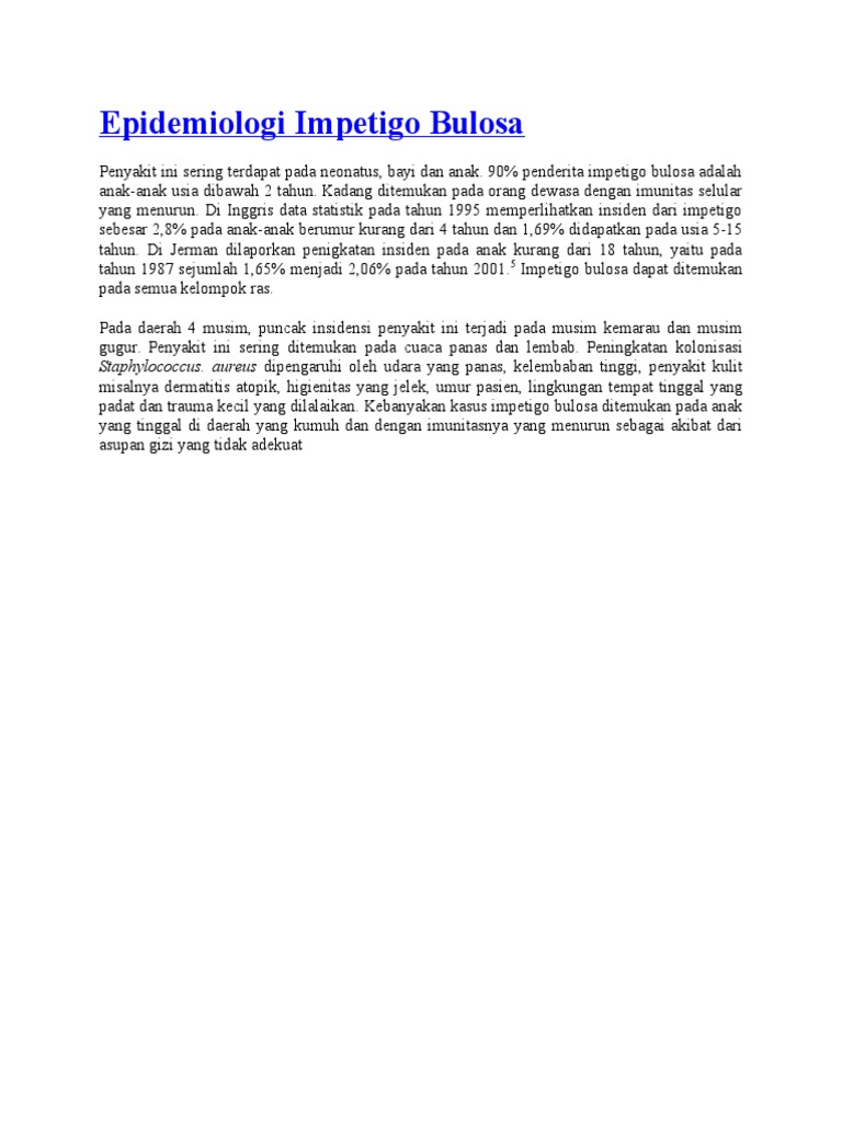 Epidemiologi Impetigo Bulosa | PDF