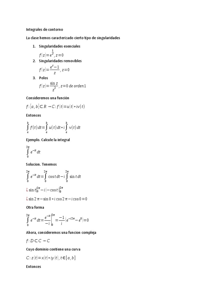 Integrales de Contorno | PDF | Integral | Matemáticas