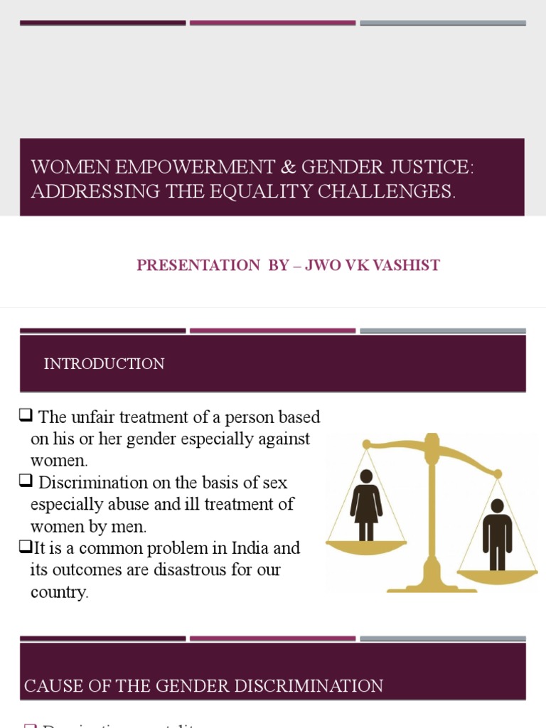 Women Empowerment & Gender Justice. | PDF | Gender Equality | Gender ...