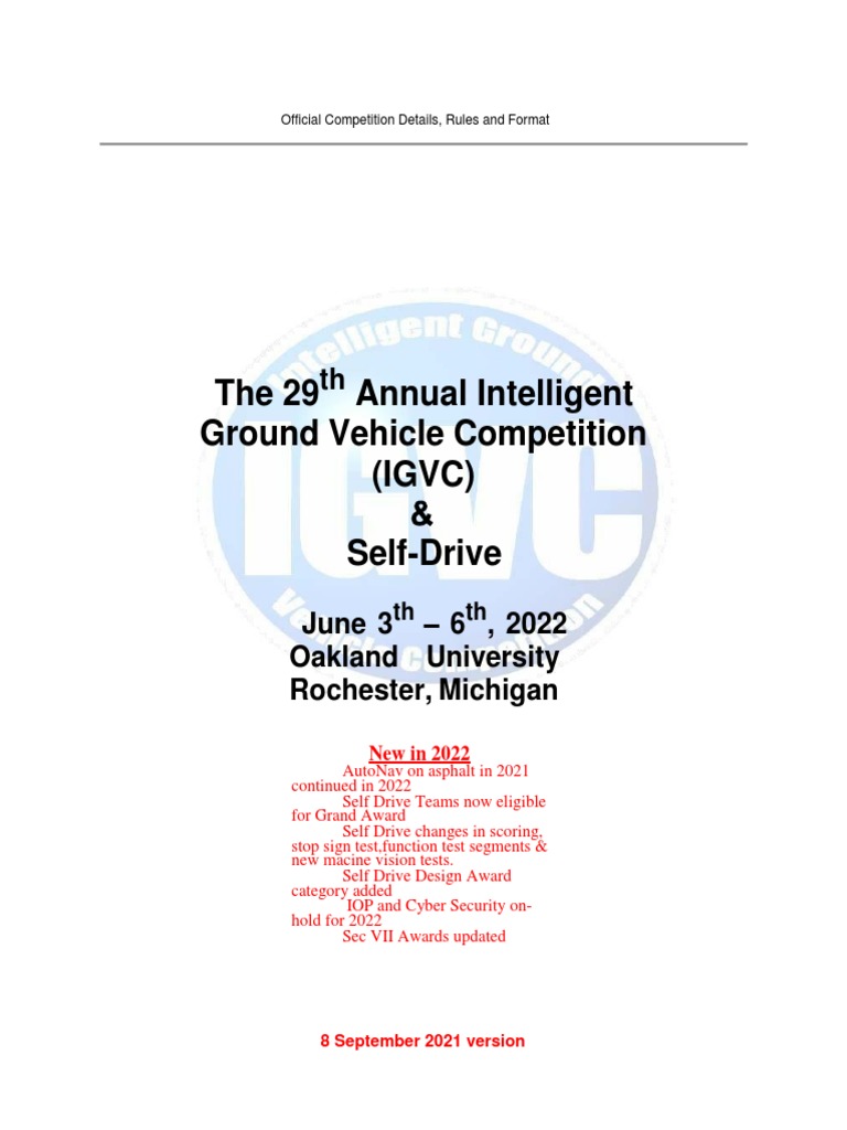 The 29 Annual Intelligent Ground Vehicle Competition (IGVC) Self-Drive ...