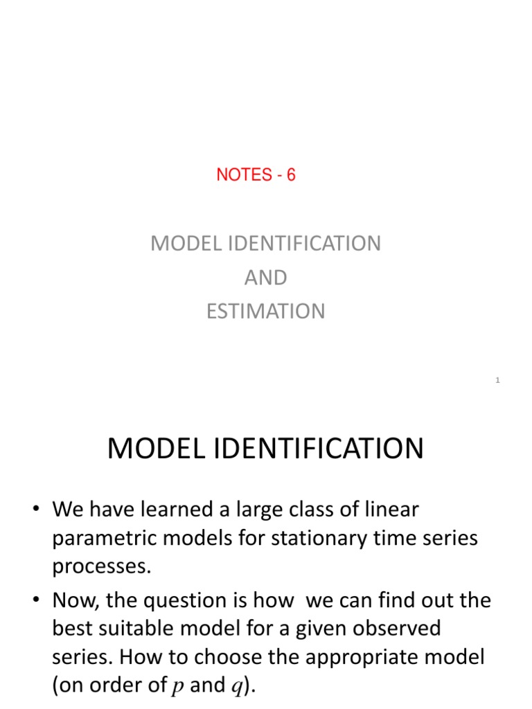 Pstat 174 274 Lecture Notes 6 Model Identification And Estimation