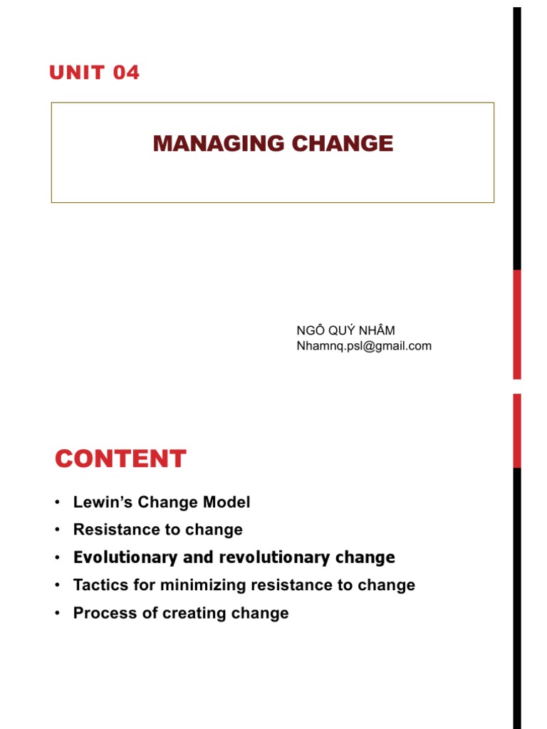 Unit04 Managing Change Handout | PDF | Change Management | Organization ...