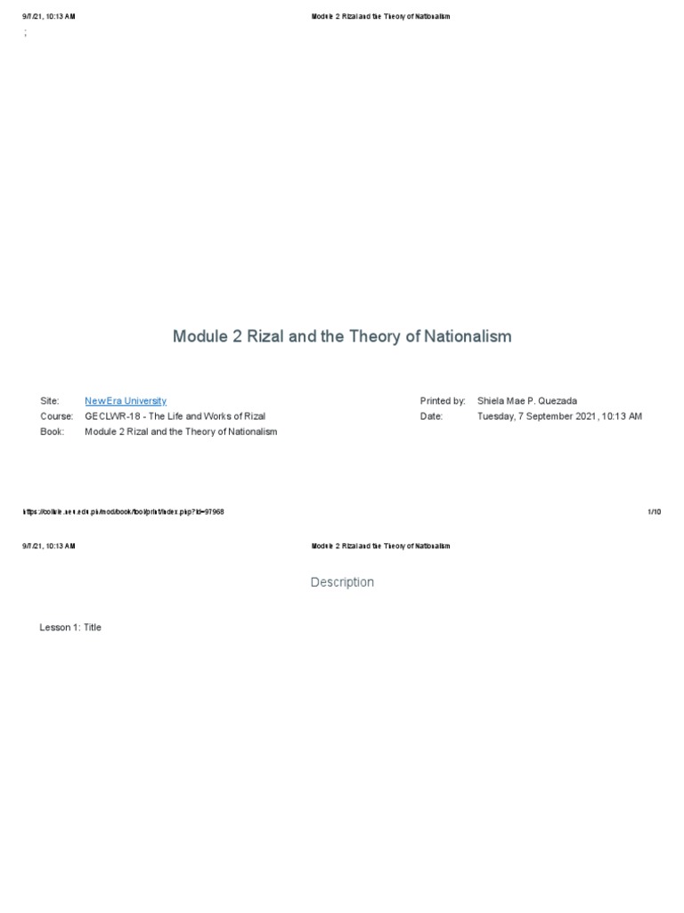 Module 2 Rizal and The Theory of Nationalism | PDF | Nationalism | Philippines