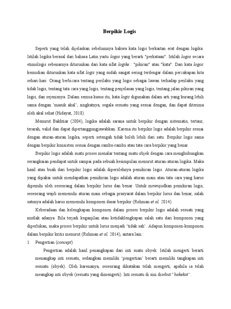 Pengertian dan Contoh Berpikir Logis | PDF