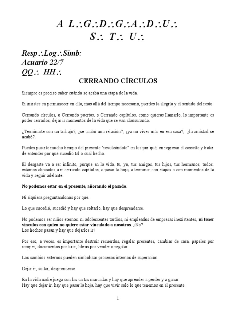 Cerrando Círculos: Dejar Ir para Avanzar | PDF | Hogar, jardinería y ...