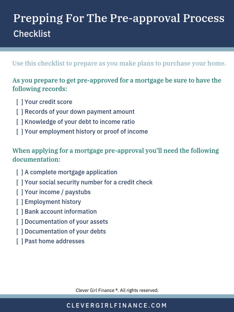 Mortgage Pre-Approval Checklist | PDF | Finance & Money Management