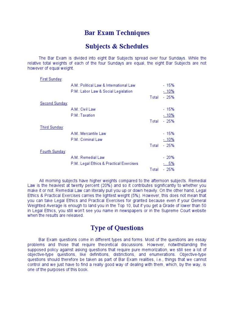Bar Exam Techniques | PDF | Test (Assessment)